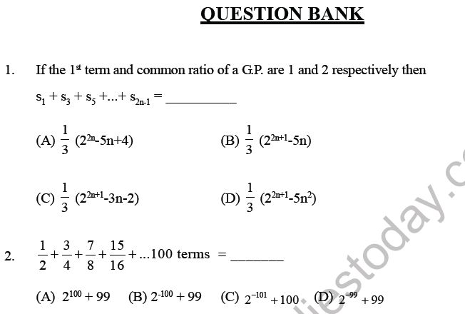 JEE Mathematics Sequence and Series MCQs Set B with Answers